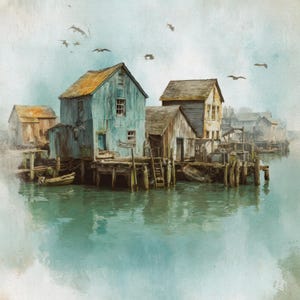 Rustic Fishing Village Clipart Images Bundle, 10 High Quality Jpgs ...