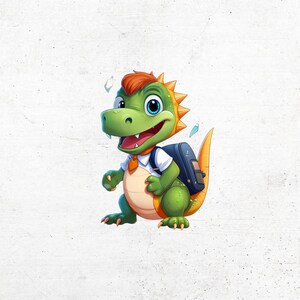 10 School Dinosaurs Clipart, Cute Dinosaur Back to School PNG Bundle ...