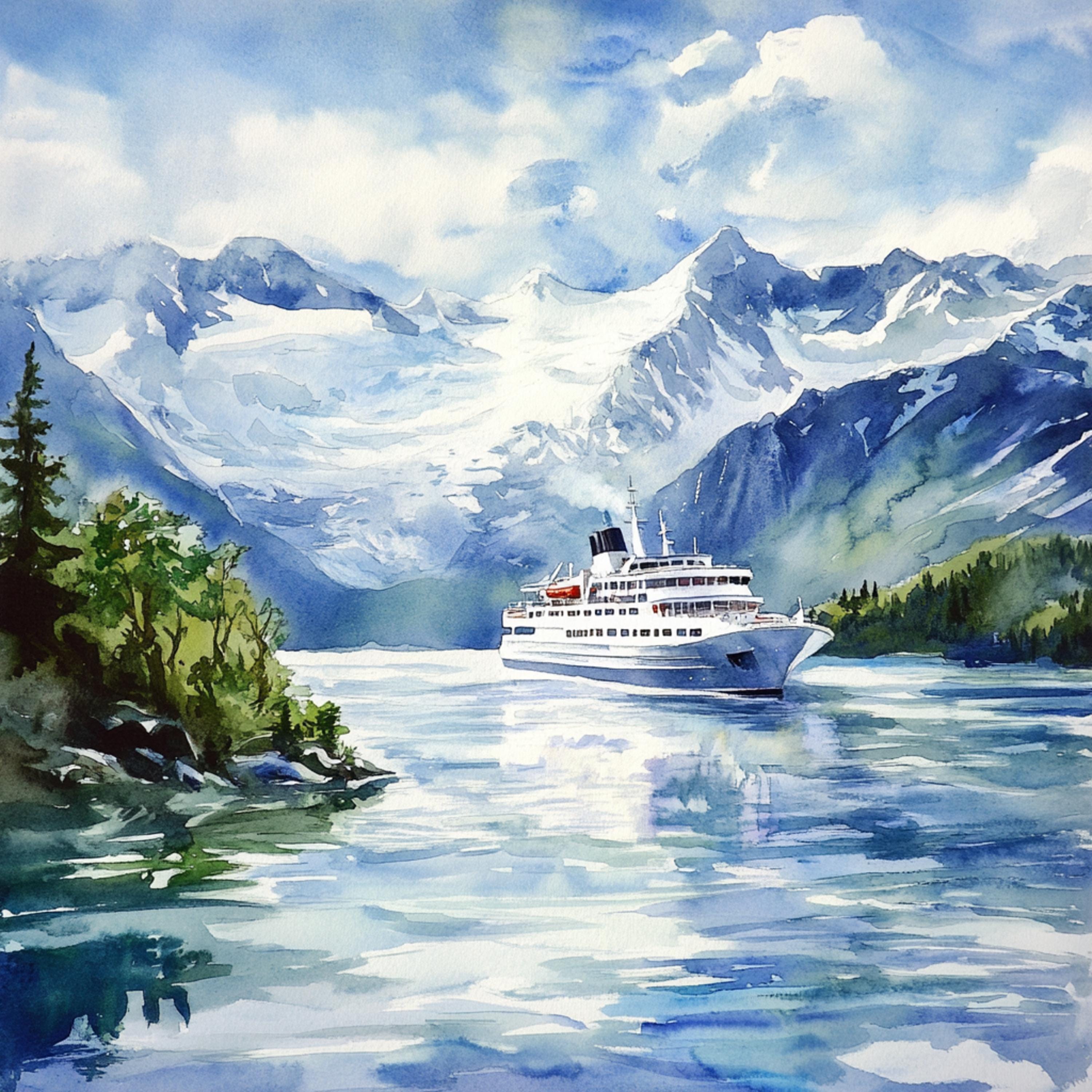 Alaska Cruise Watercolor Clipart: Landscape Jpgs for Scrapbooking ...