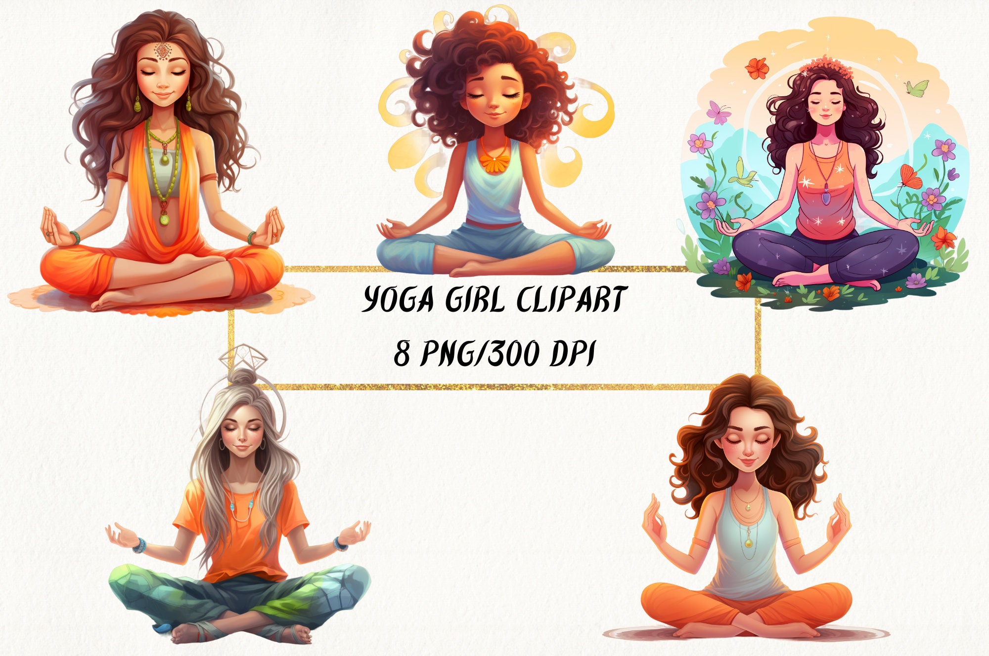 Yoga Girl Clipart Meditation Clipart Yoga Posture PNG - Etsy