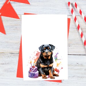 Watercolor Rottweiler Birthday Clipart: Party Invitation, Sublimation ...