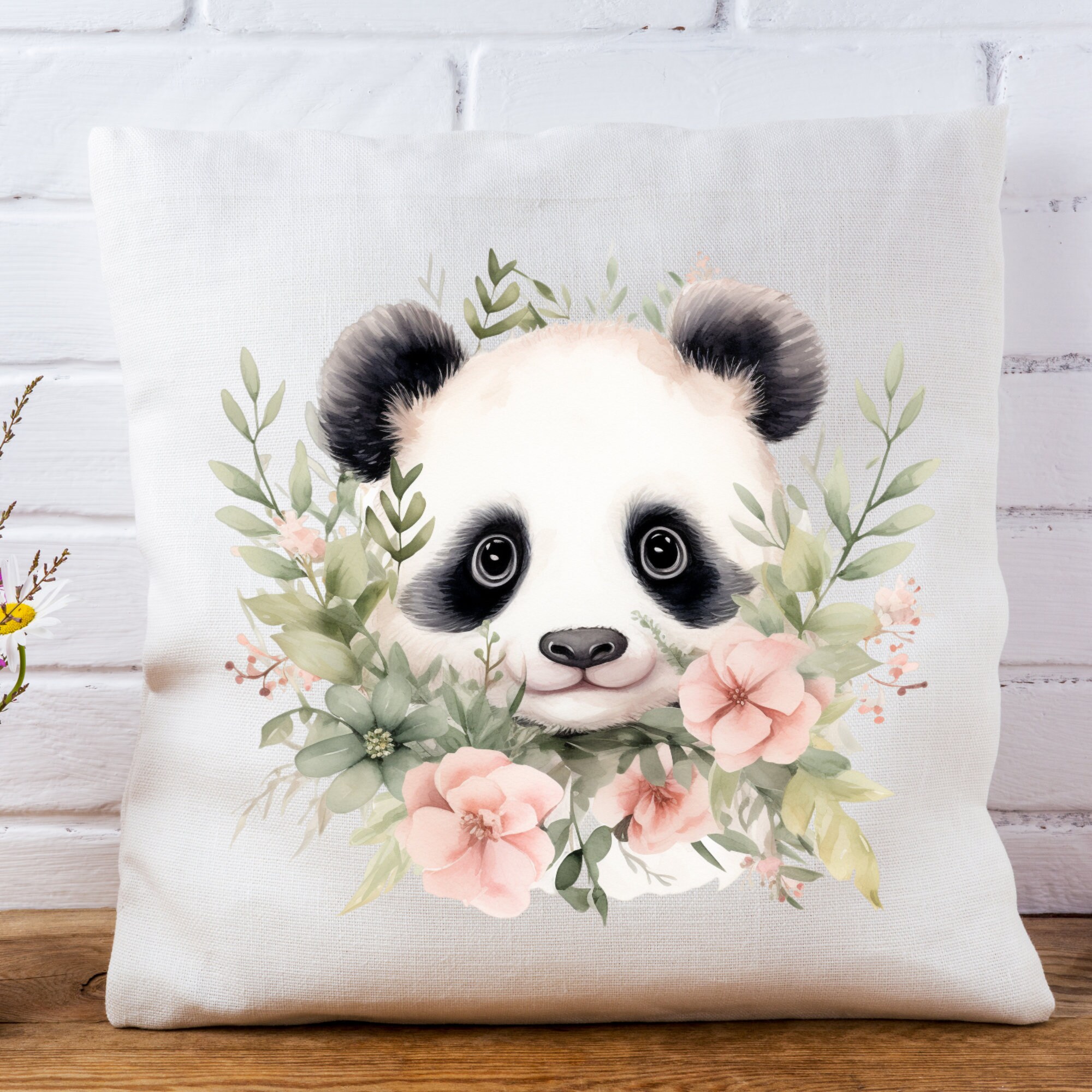 Floral Baby Panda PNG Clipart Watercolor Sublimation - Etsy