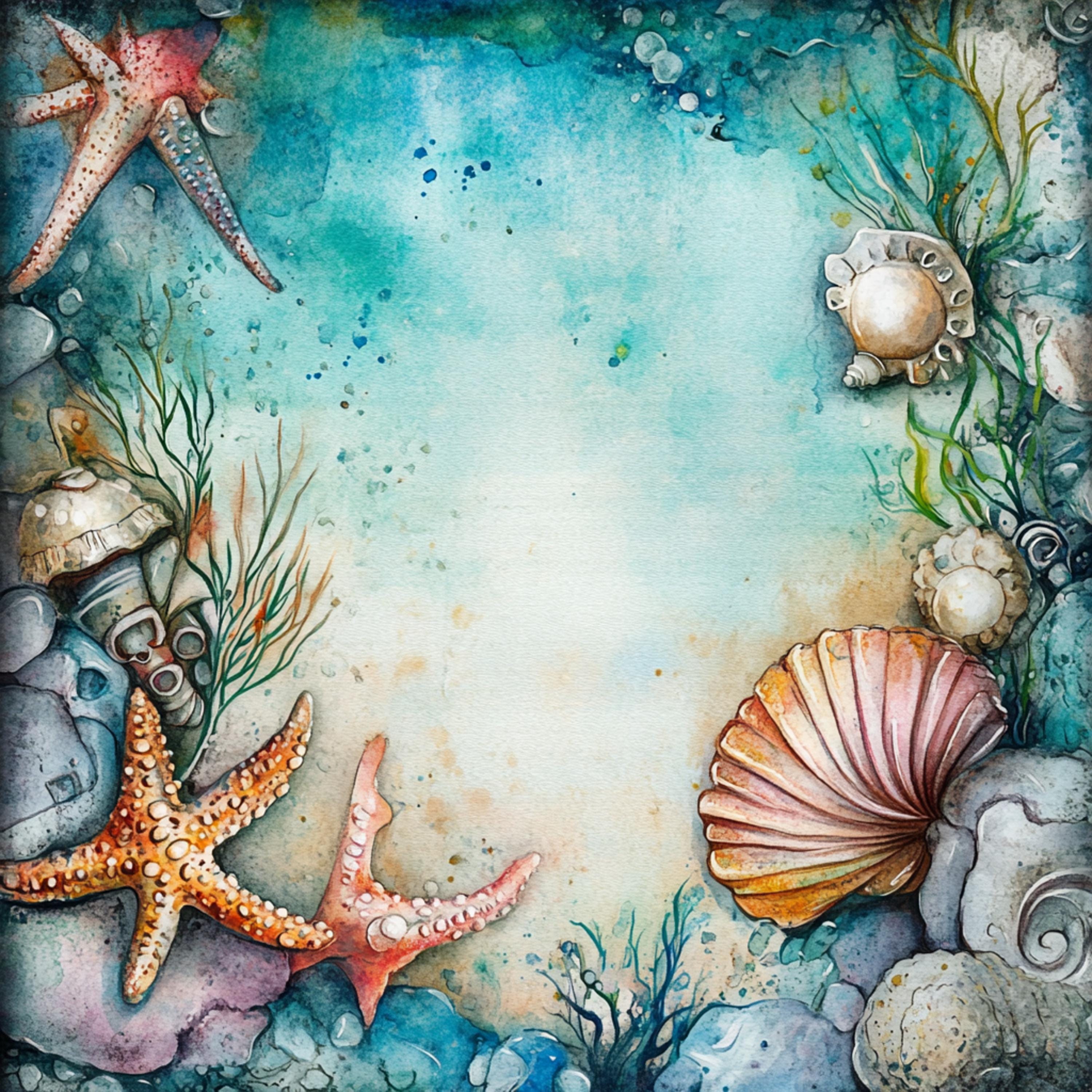 Ocean Treasures Clipart: Watercolor Sea Life JPG Bundle (digital ...