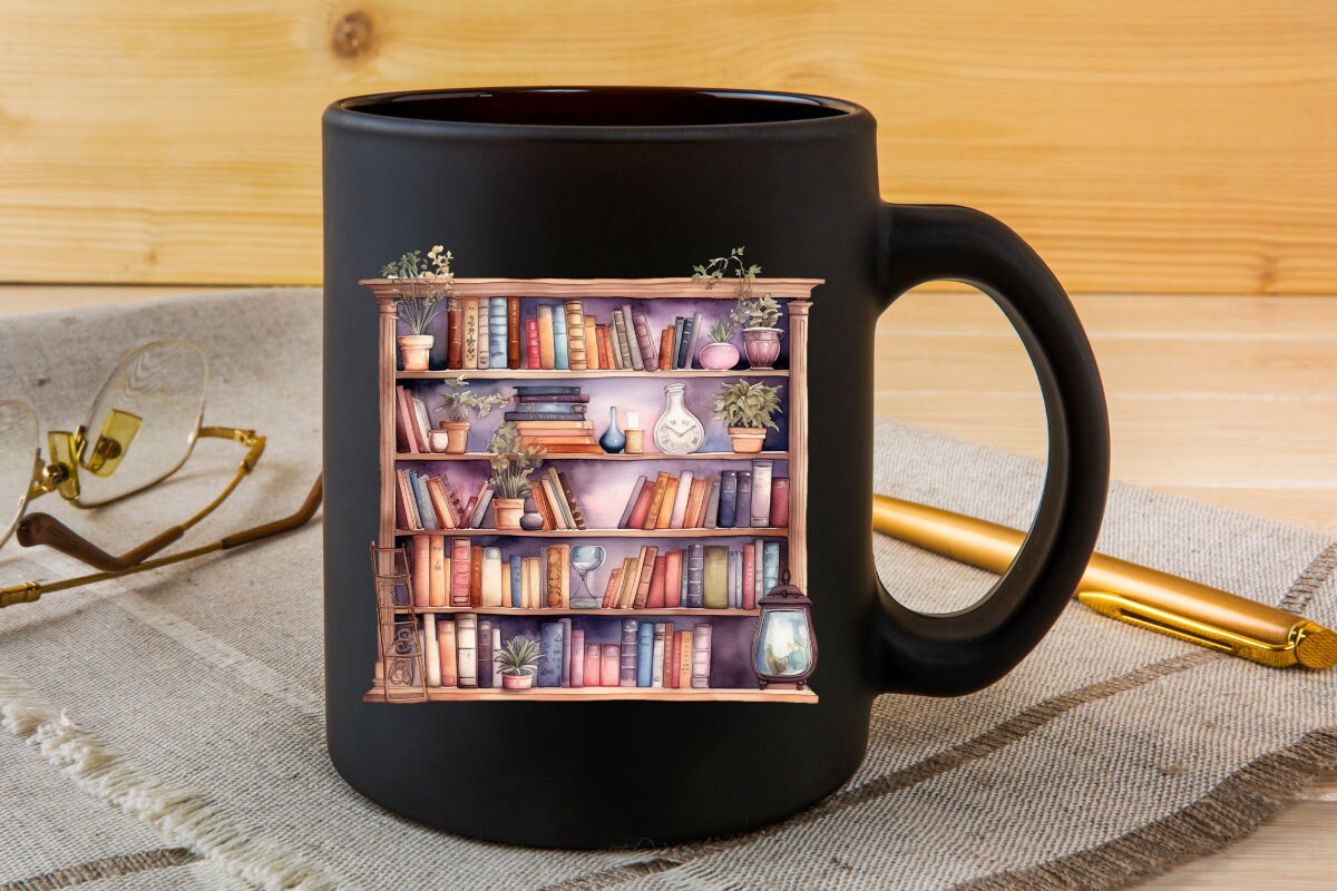 Romantic Bookshelf Clipart Bundle Watercolor Beautiful - Etsy