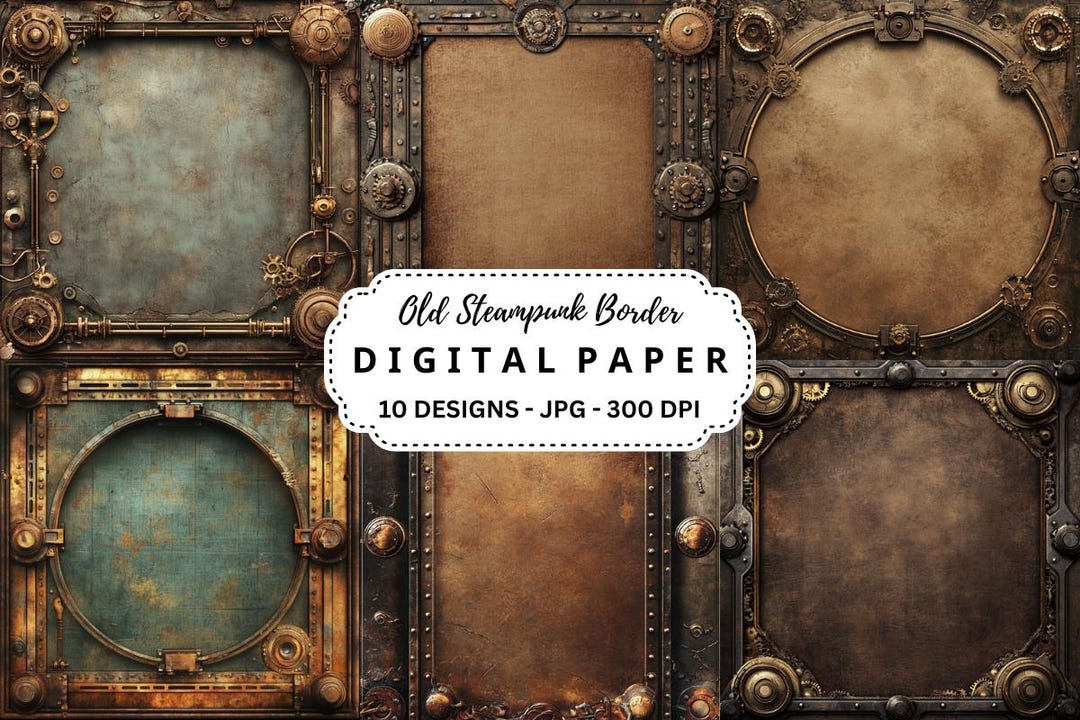 Steampunk Borders: 10 Old Frame Jpgs for Scrapbooking (instant Download ...