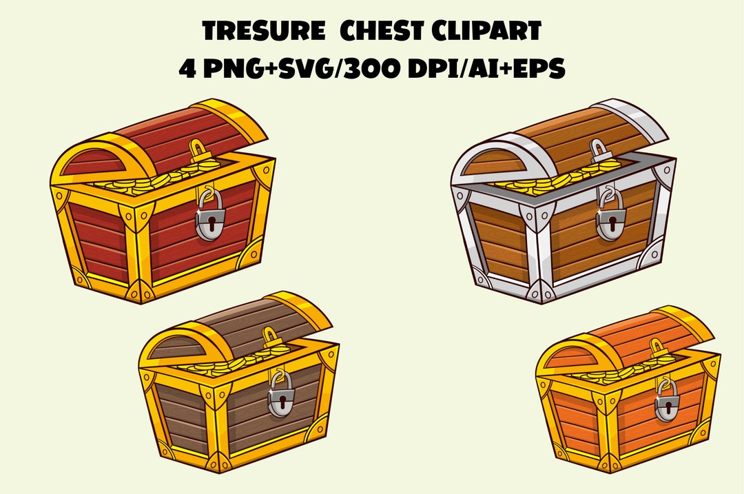 Treasure Chest Clipart Set, Ai, Eps, SVG, PNG Transparent Backgrounds ...