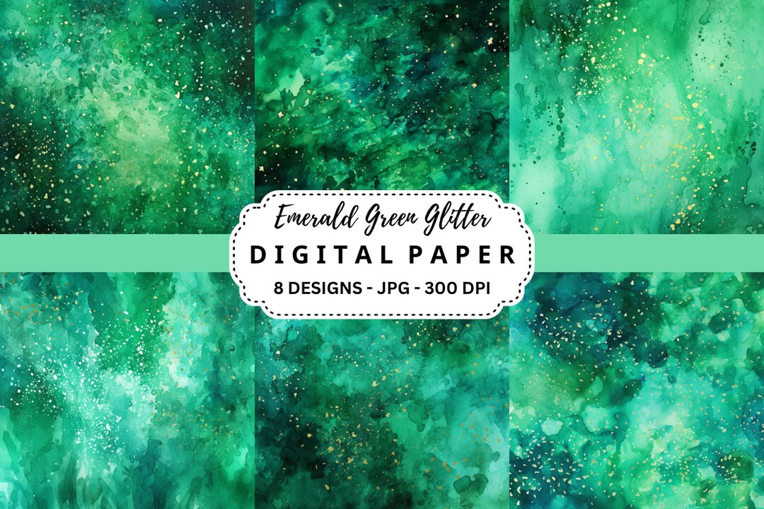 Emerald Green Glitter Digital Paper: Shimmering Scrapbook Backgrounds ...