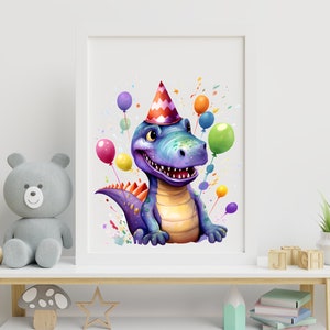 Watercolor Dinosaur Birthday Clipart, 5 Dinosaur Birthday Party PNG ...