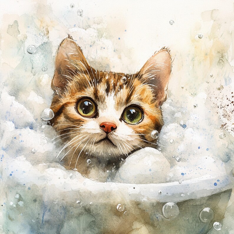 Cat in Bubble Bath Clipart Bundle, 10 Jpgs, Scrapbooking (instant ...
