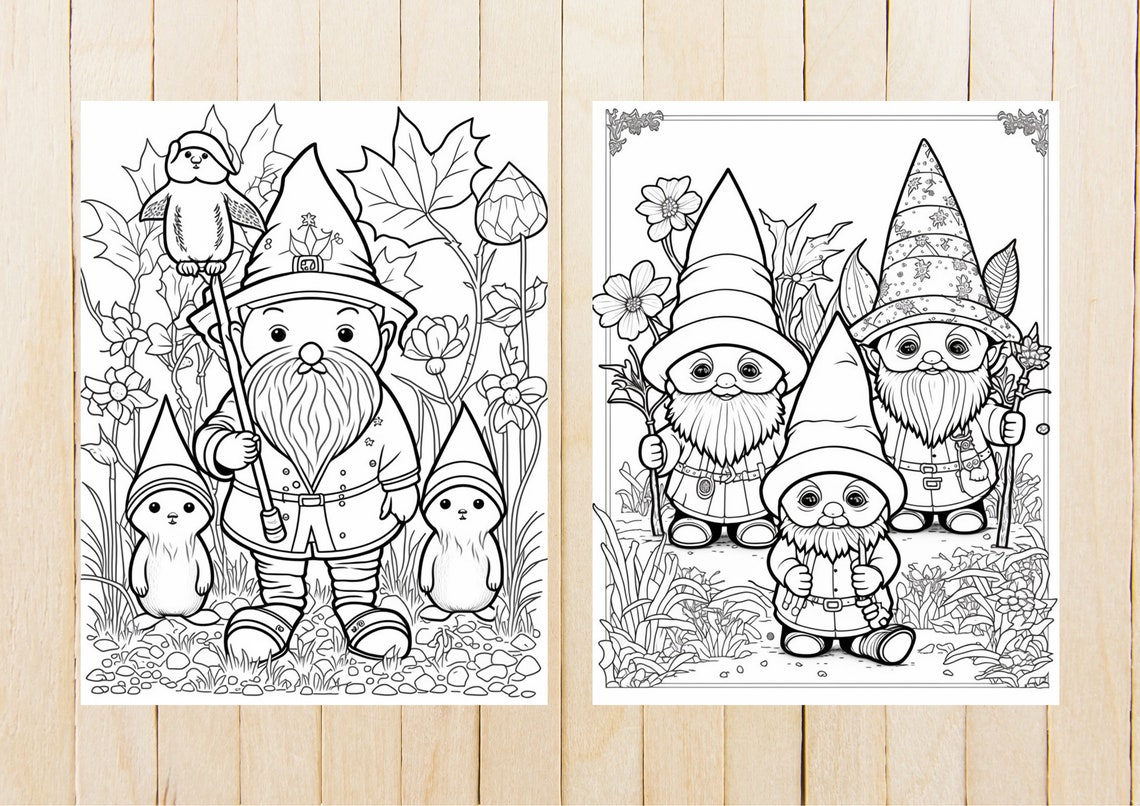 20 Cute Spring Gnomes Coloring Pages, Magical Gnomes Coloring Book for ...