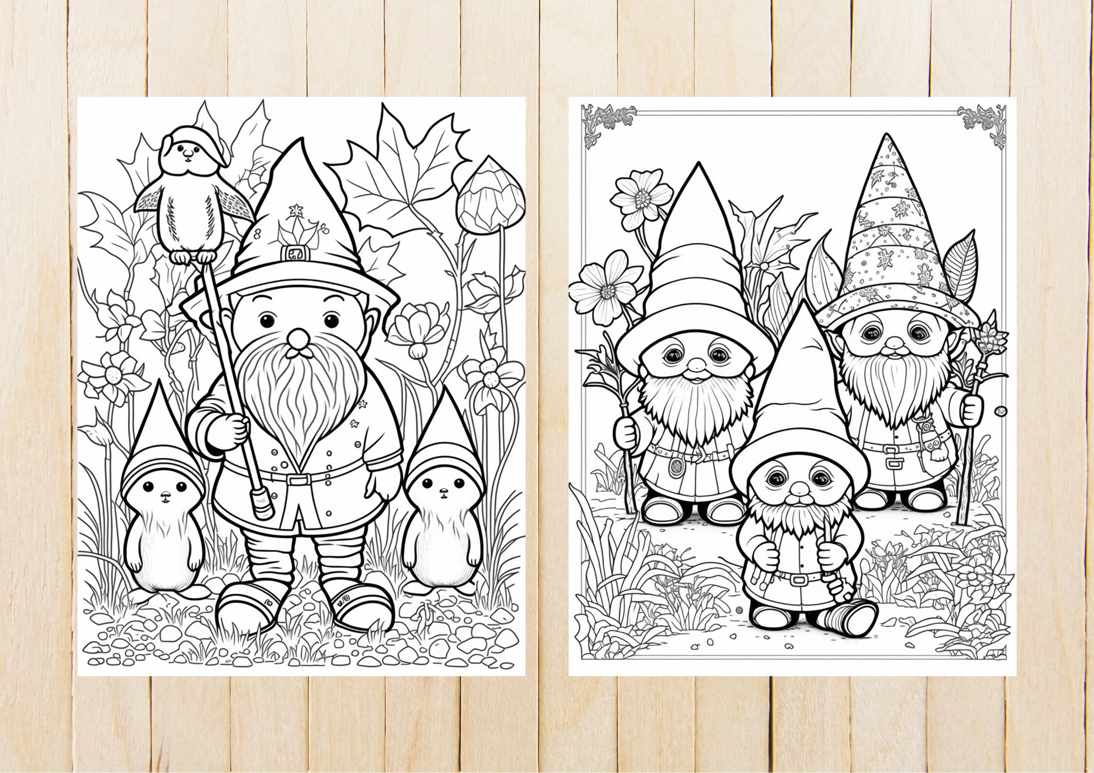 20 Cute Spring Gnomes Coloring Pages, Magical Gnomes Coloring Book for ...