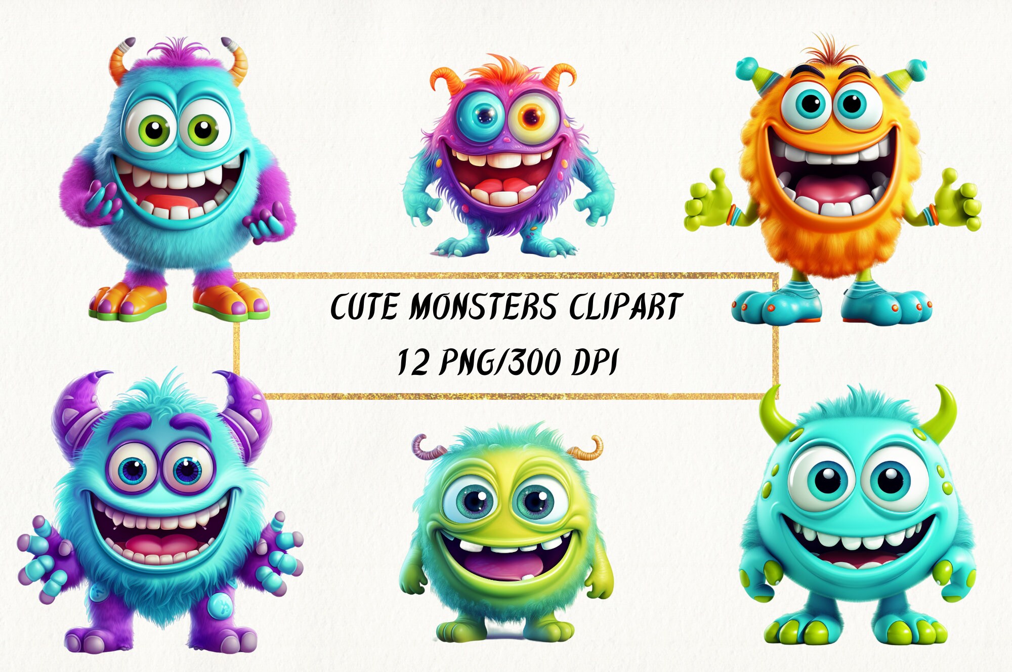 12 Cute Monsters Clipart Funny Monster PNG Bundle for - Etsy