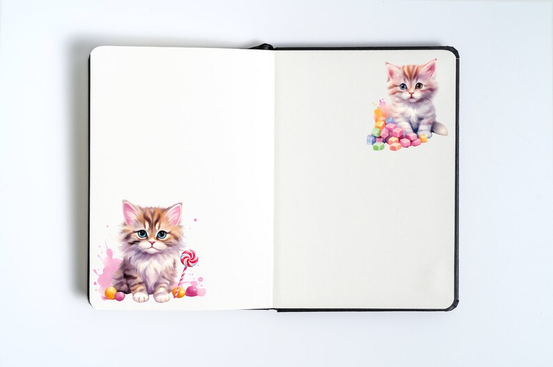 Watercolor Candy Cats Clipart, Cat Sticker, Cute Cats PNG Bundle for ...