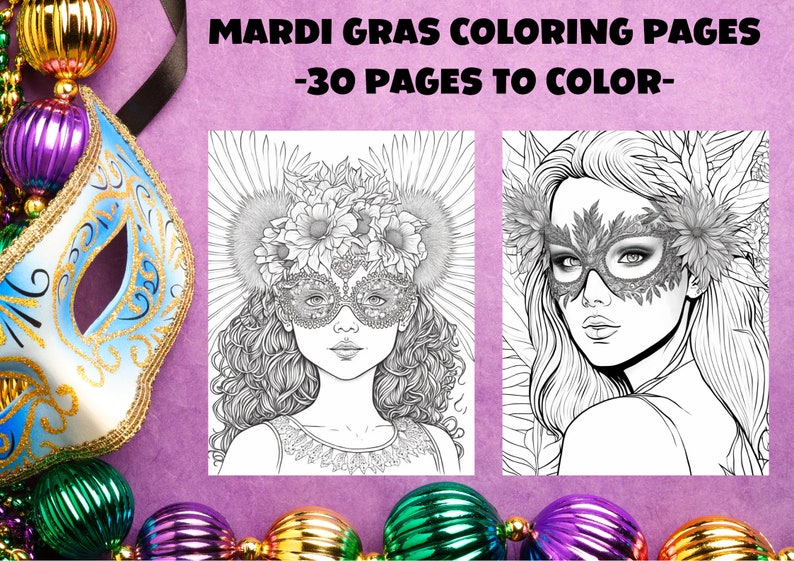Mardi Gras Coloring Pages for Adults, Creative Relief Mardi Gras ...