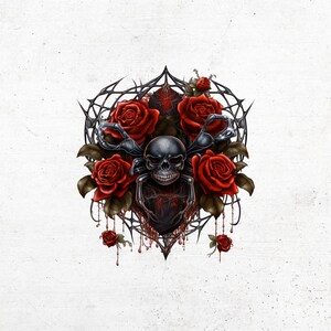 Gothic Spider With Red Roses Clipart, Gothic Spider PNG Bundle for ...