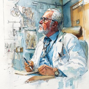 Watercolor Doctor Clipart Bundle: Hospital Illustrations JPG Digital ...