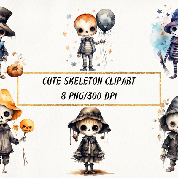 Skeleton Halloween Clipart - Etsy