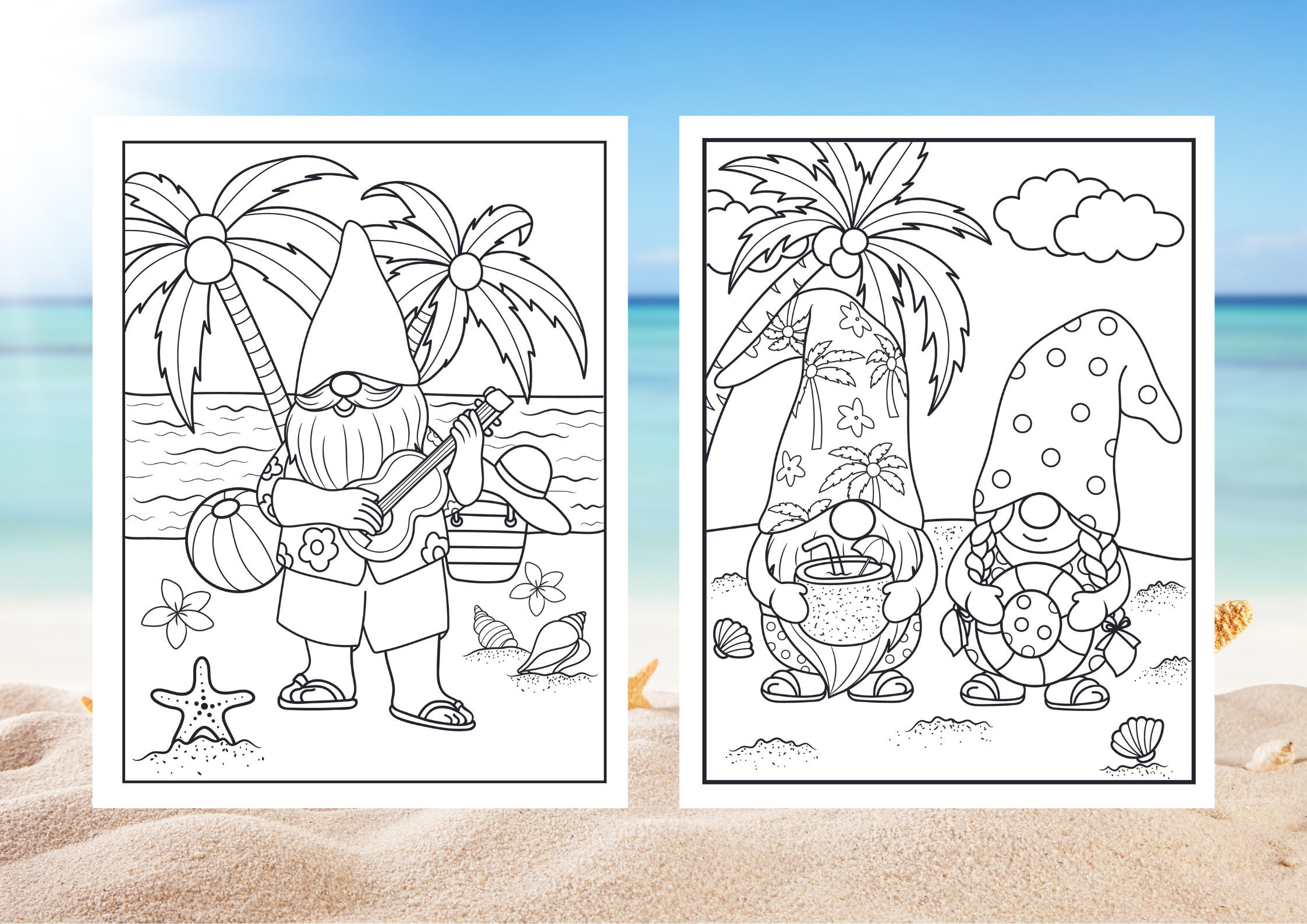 Summer Gnomes Coloring Pages 10 Unique and Fun Summer Designs - Etsy