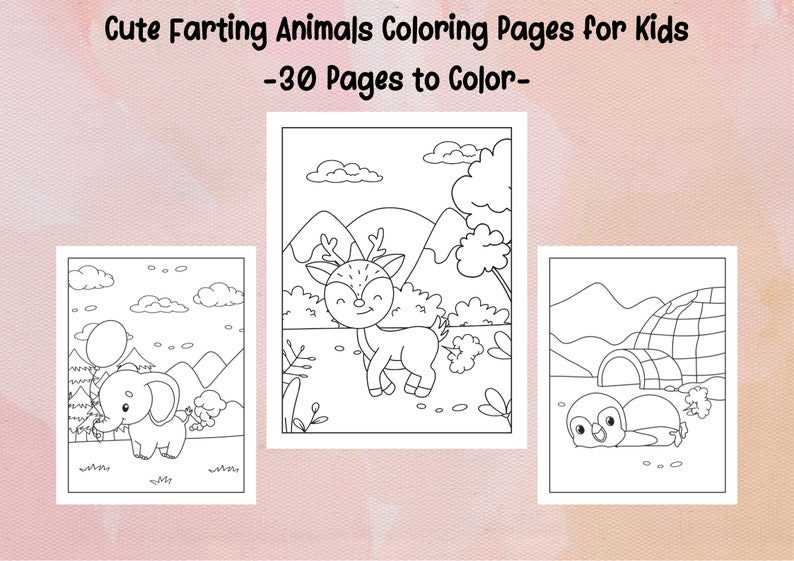 Cute Farting Animals Coloring Pages for Kids, 20 Printable Pages ...