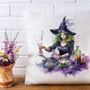 Watercolor Witch Making Potion Clipart, Mystical Clipart, Witch Making ...