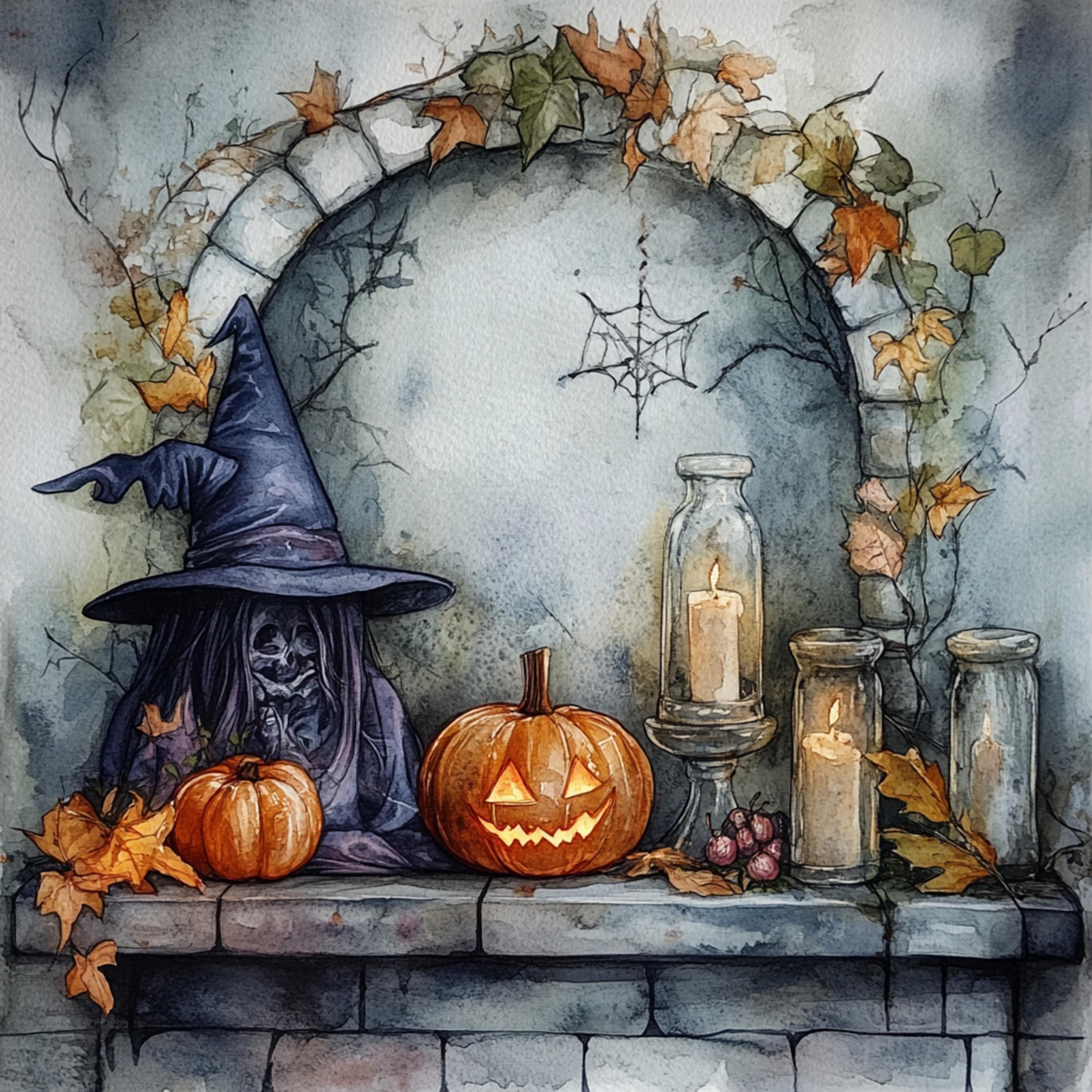 Watercolor Witch Altar Digital Paper: Magical Shrine Backgrounds (JPG ...