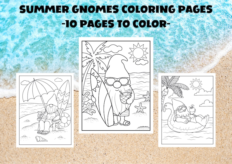 Summer Gnomes Coloring Pages 10 Unique and Fun Summer Designs - Etsy
