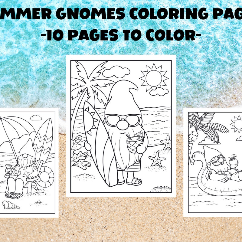 Summer Gnomes Coloring - Etsy