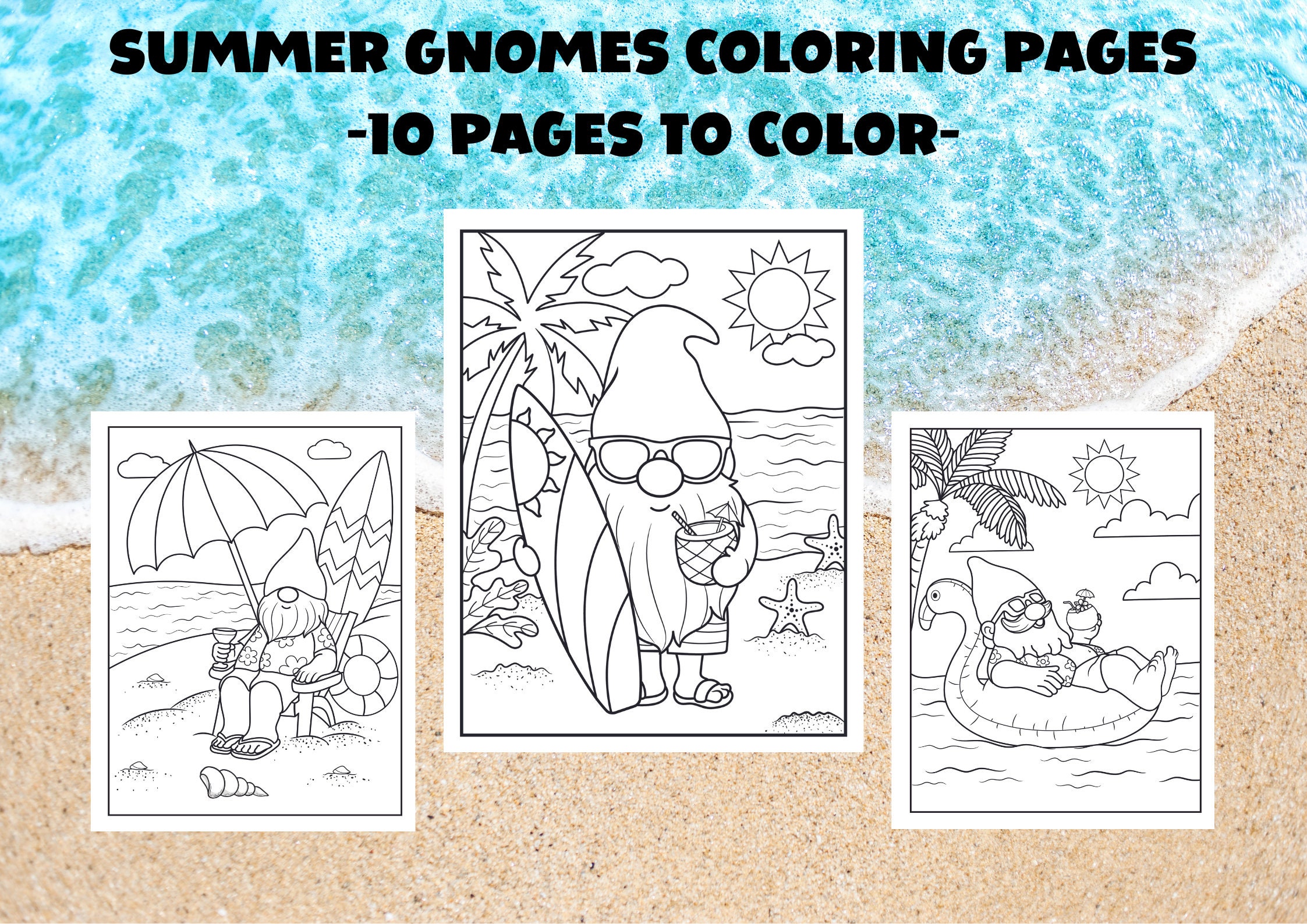 Summer Gnomes Coloring Pages 10 Unique and Fun Summer Designs - Etsy