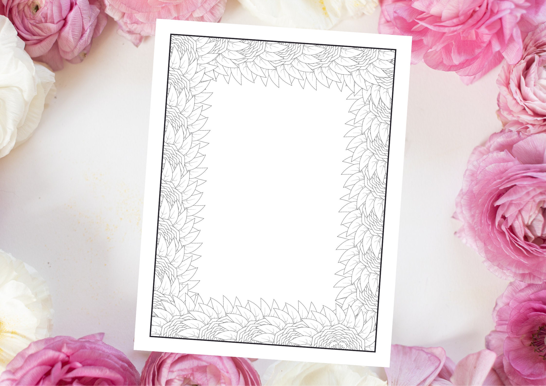 Flower Borders Coloring Pages: 30 Stress Relieving Designs (PDF) - Etsy