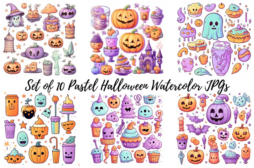 Pastel Halloween Clipart, Cute Halloween Digital Paper, Pastel Goth ...