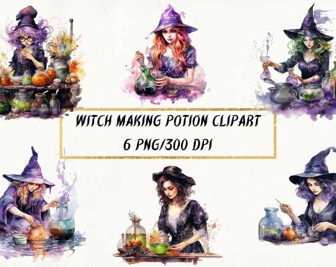 Witch Making Potion Clipart, Transparent PNG, Witchcraft Witchery ...