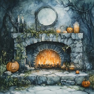 Watercolor Witch Altar Digital Paper: Magical Shrine Backgrounds (JPG ...