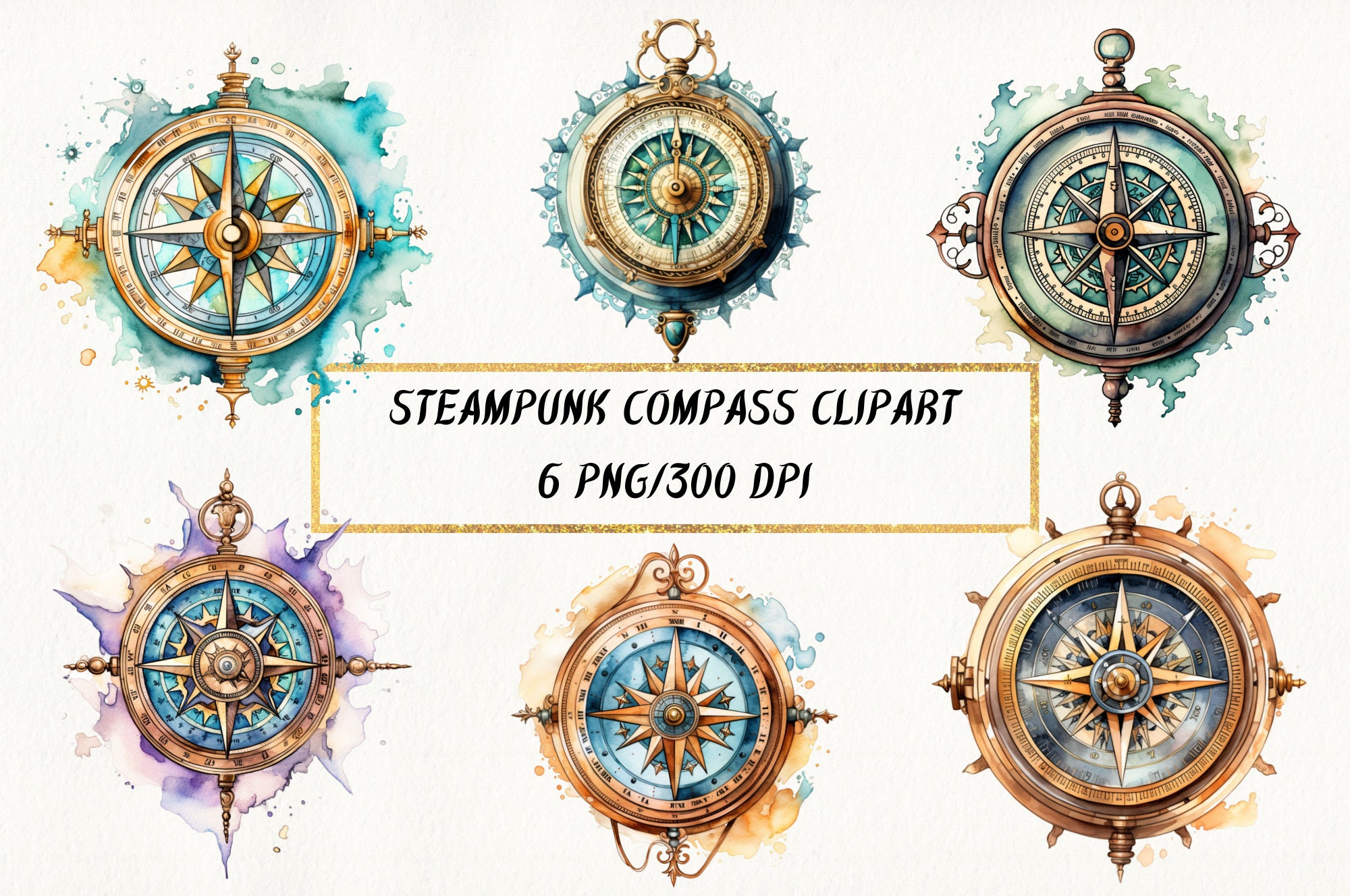 Steampunk Compass Clipart