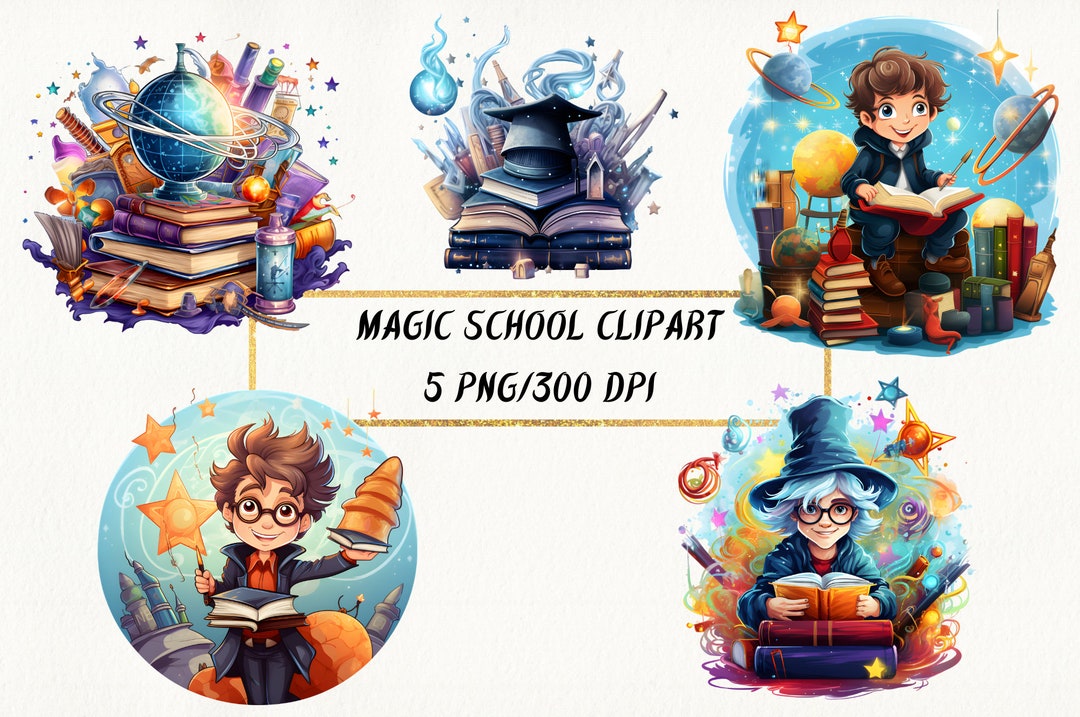 Magic School Clipart: Wizard Academy PNG Bundle (5 Files) - Etsy