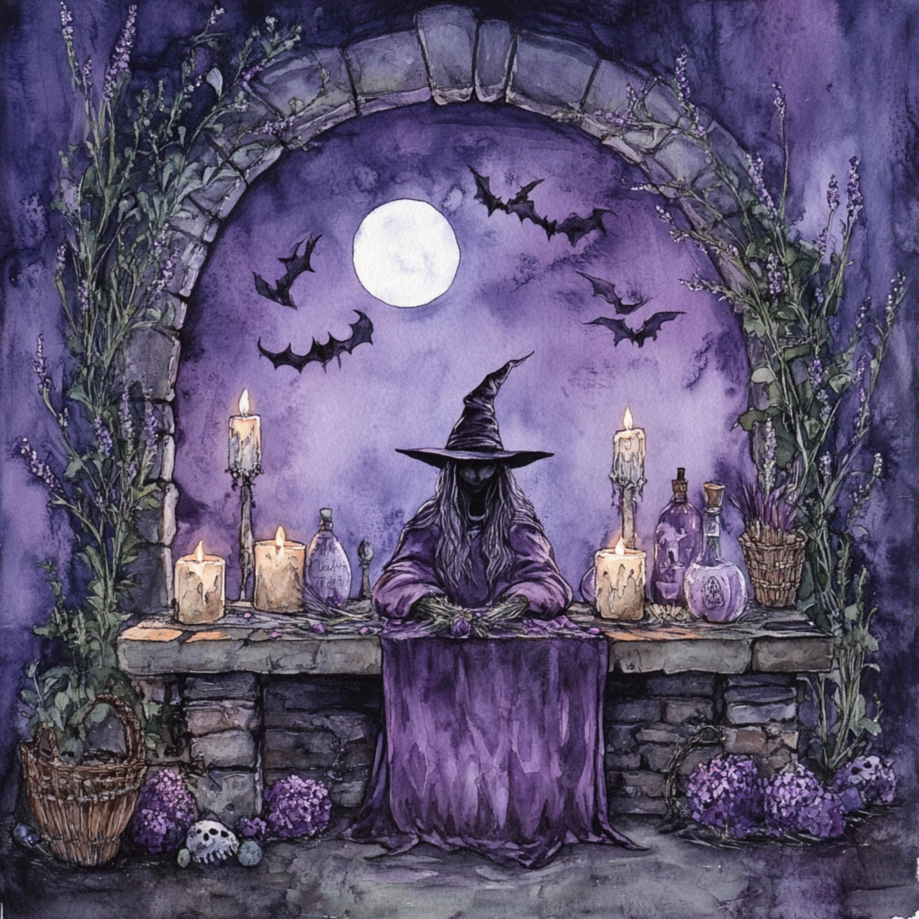 Watercolor Witch Altar Digital Paper: Magical Shrine Backgrounds (JPG ...