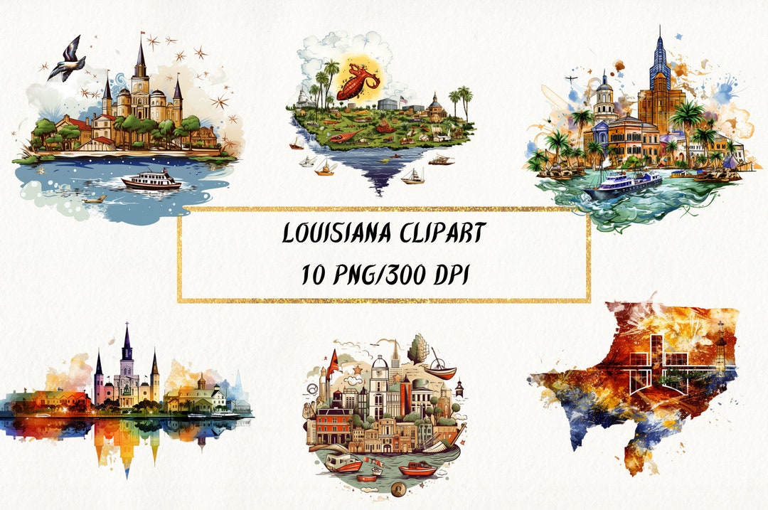 Louisiana Clipart, Louisiana State PNG Bundle for Commercial Use ...