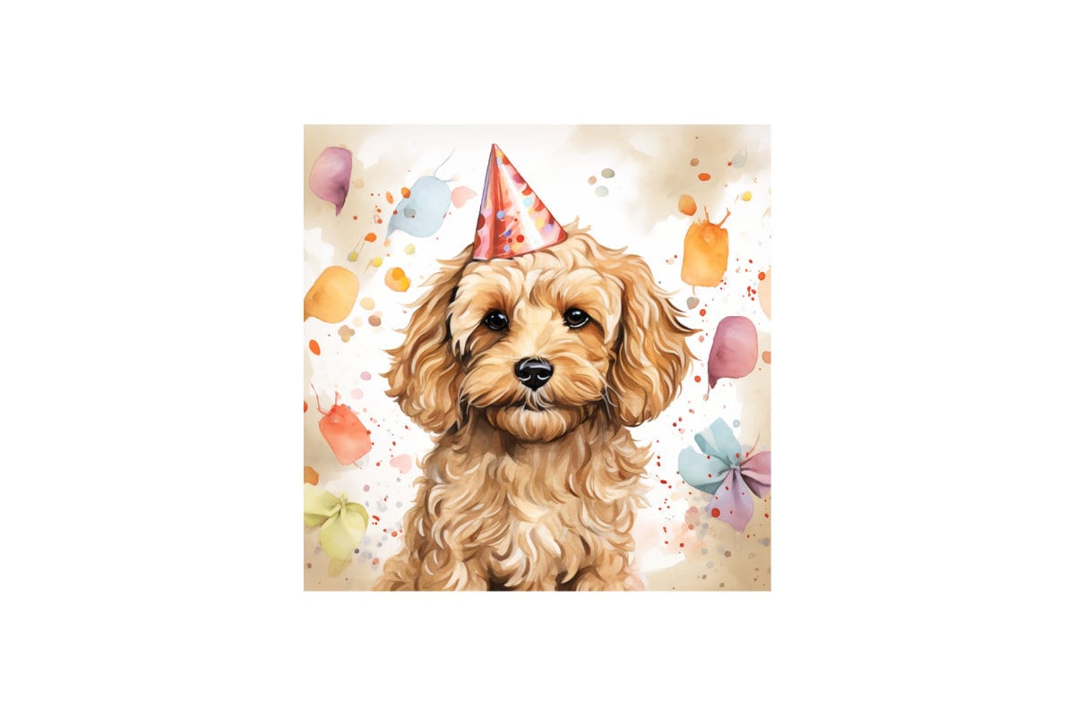 Cavapoo Cream Dog Birthday Backgrounds Watercolor Celebrate - Etsy