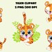5 Cute Tiger Clipart Set, Baby Tiger PNG Sublimation Design Bundle ...