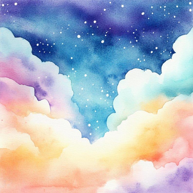 Watercolor Fantasy Backgrounds: Dreamy Sky Images (digital Download) - Etsy