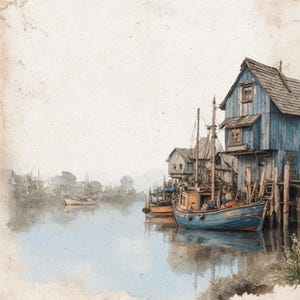 Rustic Fishing Village Clipart Images Bundle, 10 High Quality Jpgs ...