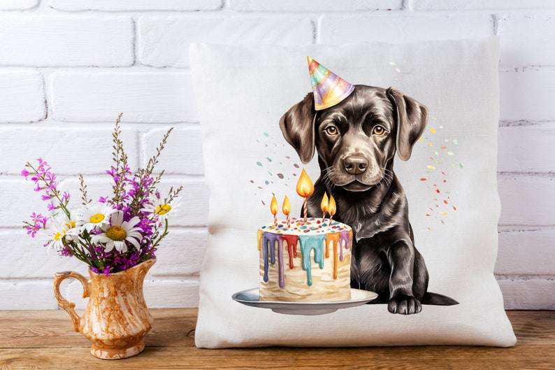 Labrador Birthday Watercolor Clipart: Puppy Party Pngs (digital ...
