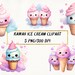 Watercolor Kawaii Ice Cream Clipart, Pink Icea Cream PNG Bundle for ...