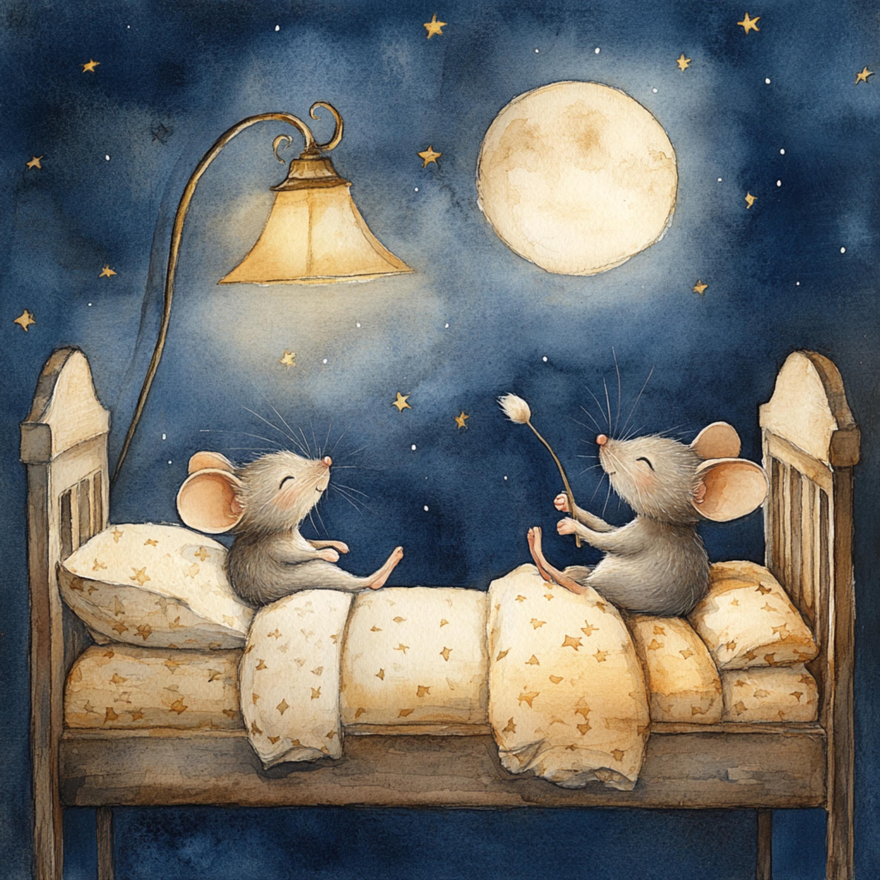 Sleepy Mice Watercolor Clipart: Bedtime JPG Bundle (digital Download ...
