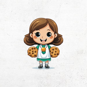 Girl Scout Cookie Clipart, Cute Girl With Cookies PNG Bundle for ...