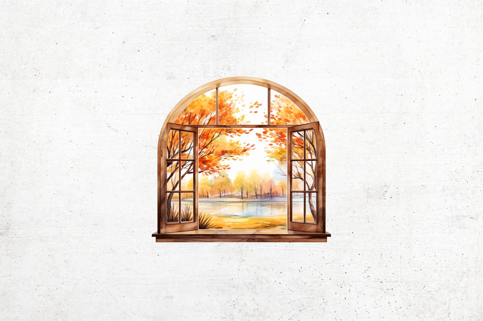 Watercolor Fall Windows View Clipart Autumn Window Landscape - Etsy