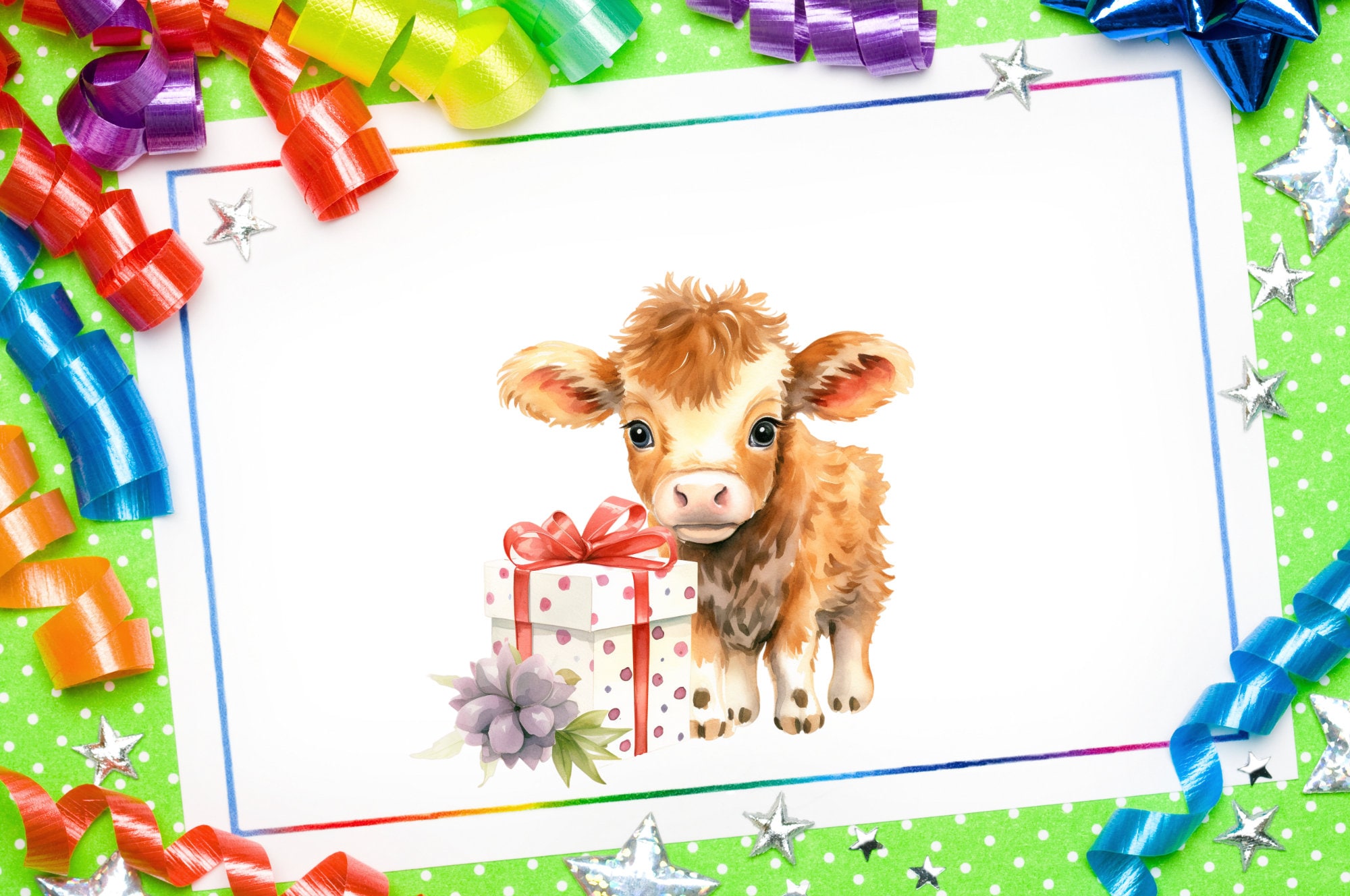 Baby Cow Birthday Clipart, PNG Bundle (digital Download, Commercial Use ...
