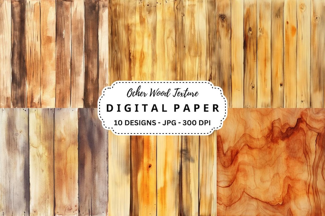 Watercolor Wood Texture Digital Paper: Ocher JPG Backgrounds (digital ...