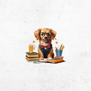 Cute Dogs Back to School Clipart, School Dog PNG Bundle, Commercial Use ...