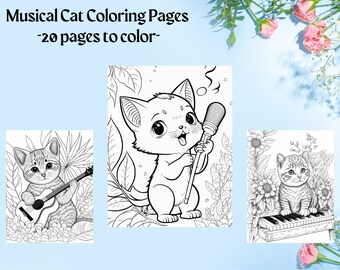 Musical Instruments Coloring Pages - Etsy