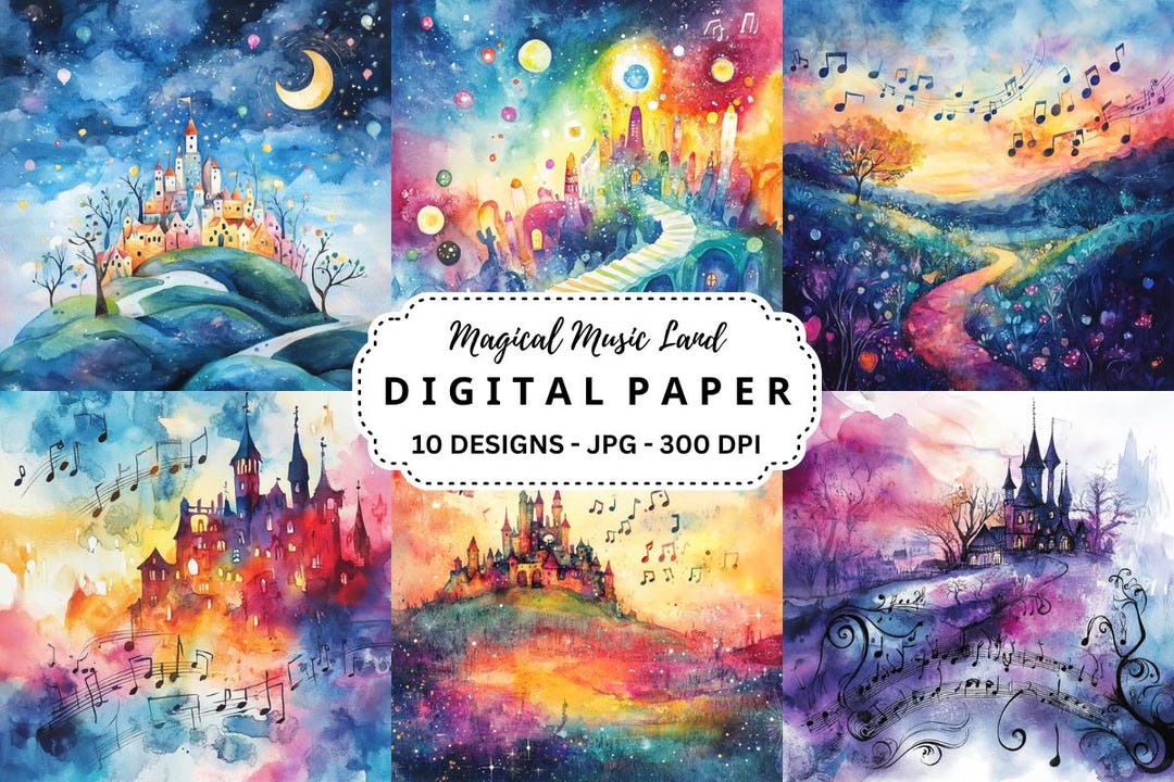 Magical Music Land Backgrounds: 10 JPG Images (digital Download) - Etsy